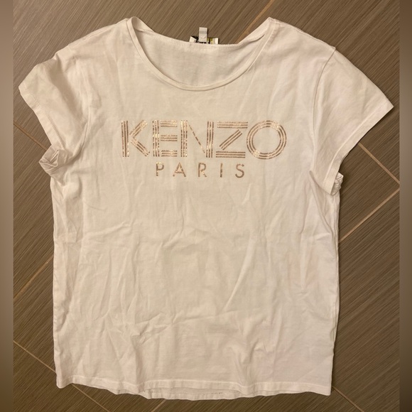 Kenzo | Shirts & Tops | Kenzo Girls White Tee Shirt Kenzo Paris Gold ...